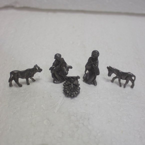 Holiday | Vintage Nativity Set Pewter Miniature Petite Size Holy Family ...
